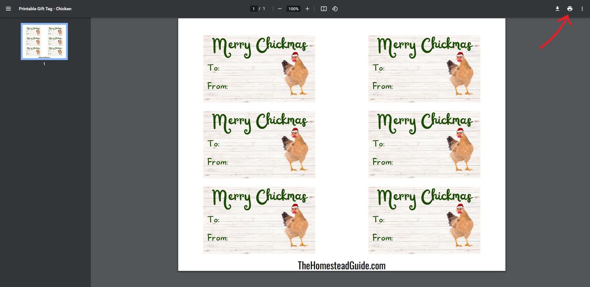 FREE Printable Christmas Gift Tags for Chicken Lovers | The Homestead Guide