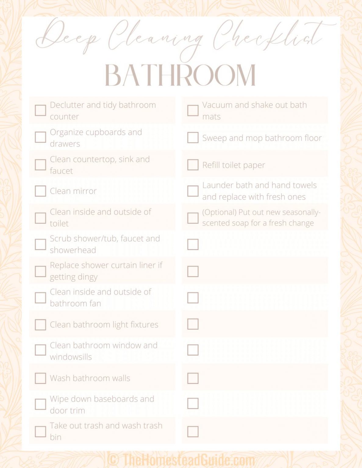 The Ultimate Whole-Home Deep Cleaning Checklist (+ FREE Printable Pack ...